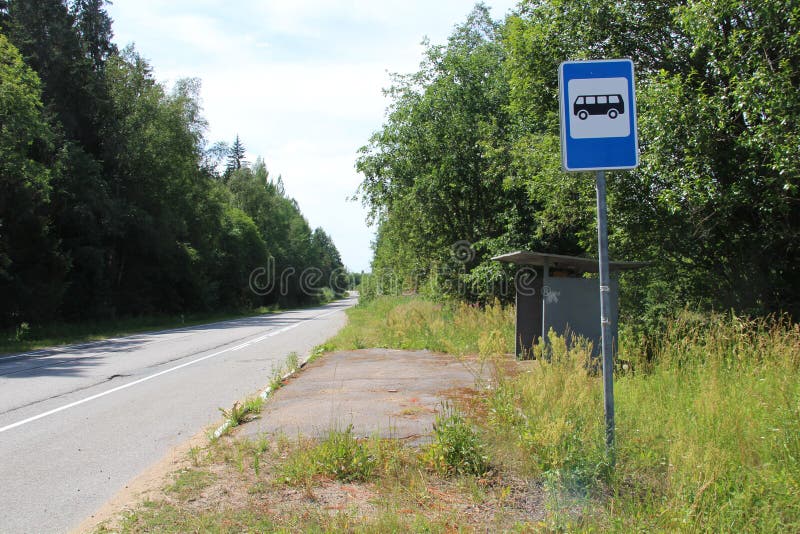 Bus stop two stock photo. Image of asphalt, bush, rural - 223974896