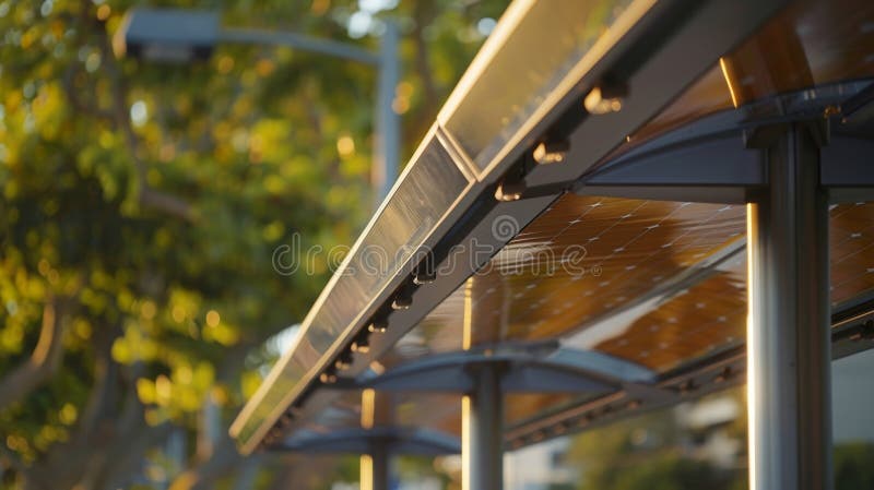 The Bus Stops Solar Panels Tilt Towards the Sun at an Angle Maximizing ...