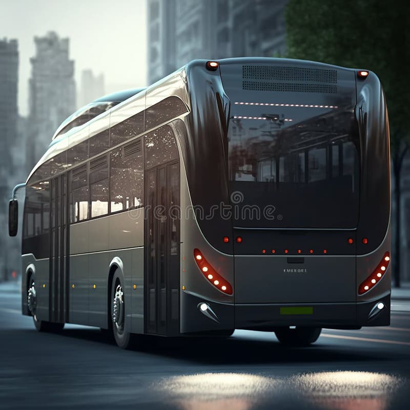 A Bus on the Street. Back View. Stock Illustration - Illustration of ...