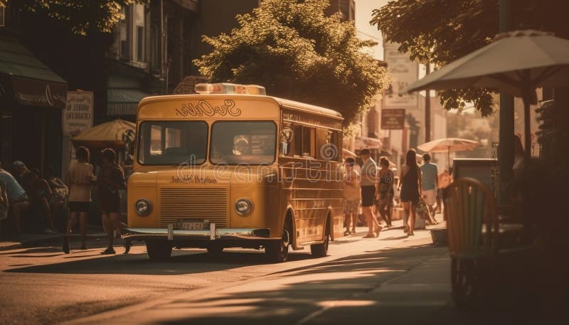 Bus in the Street Bus in the City Stock Illustration - Illustration of ...