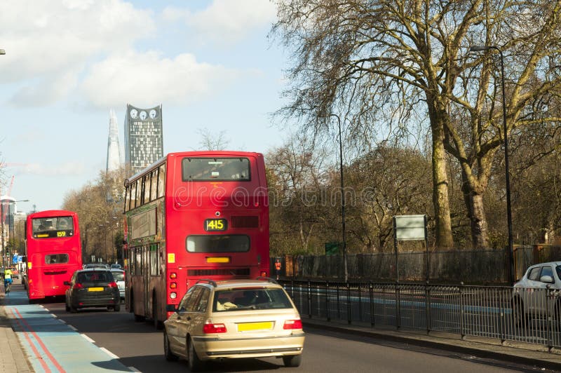 Bus on street in london editorial photography. Image of clapham - 50451497