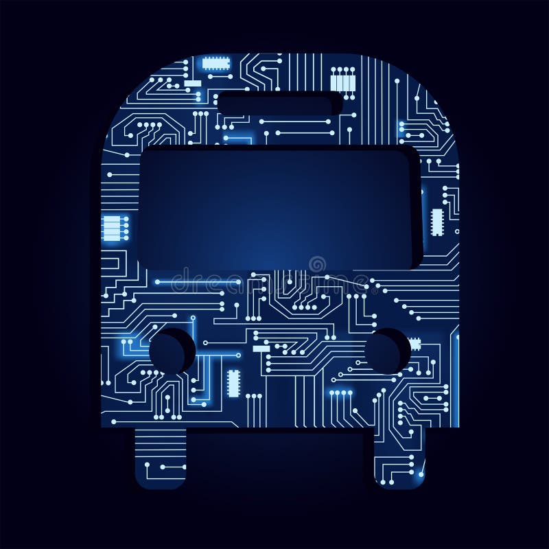 Bus Symbol Used on Traffic Signpost with a Technological Electronics ...