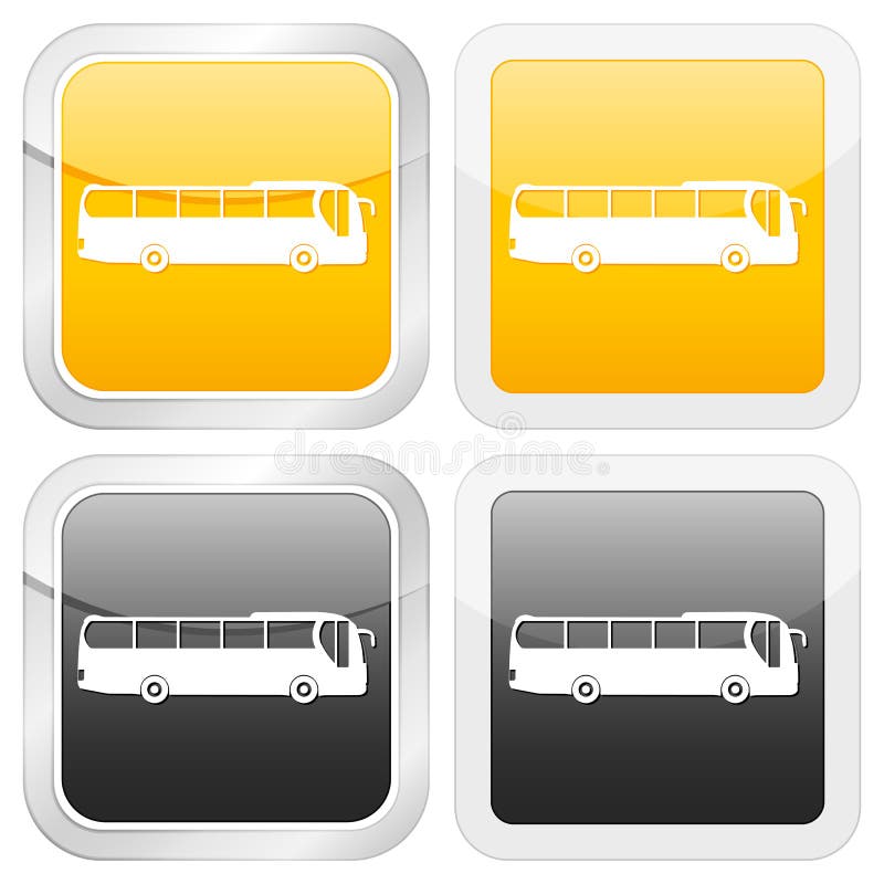 Bus symbolsfyrkanten vektor illustrationer. Illustration av stil - 10634492