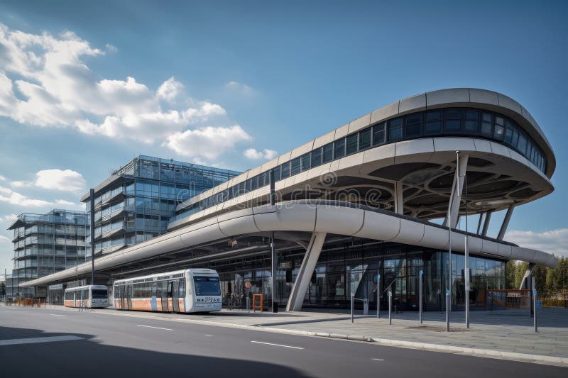 Bus Terminal with Modernistic Architecture and Sleek Design Stock ...