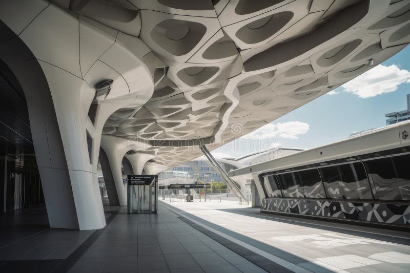Bus Terminal with Modernistic Architecture and Sleek Design Stock ...
