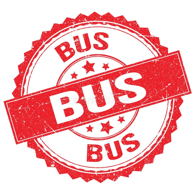 BUS Text on Red Round Stamp Sign Stock Illustration - Illustration of ...