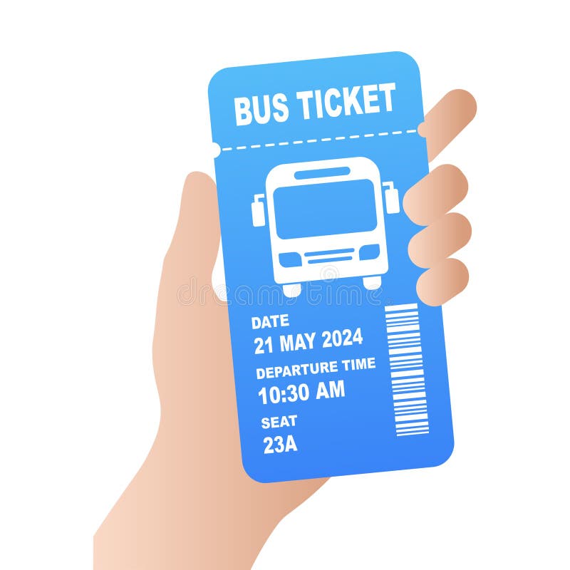 Bus ticket in hand. Vector stock vector. Illustration of hold - 398955655