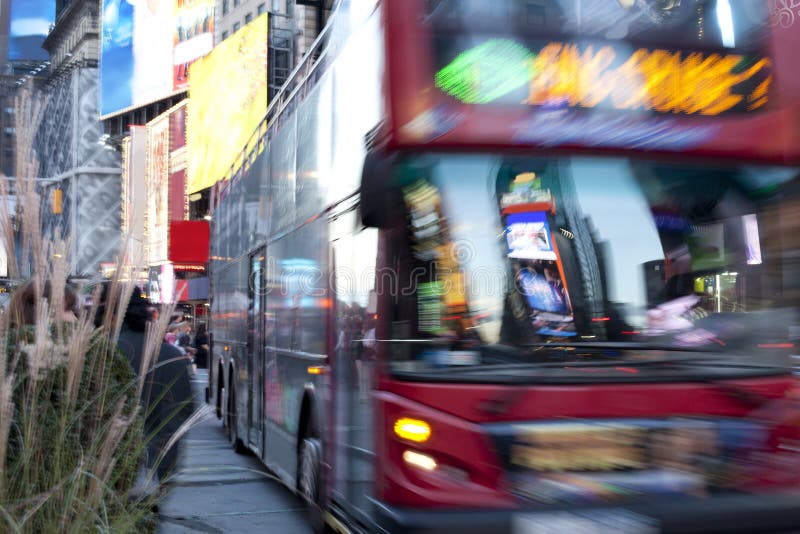 Bus on Times Square NYC stock photo. Image of busy, color - 36275276