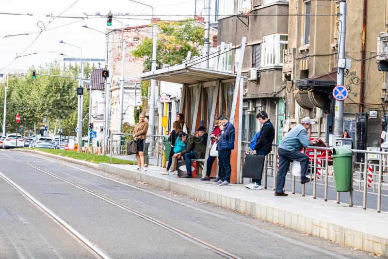 Bus in Traffic. STB Public Transport Bucharest, Romania, 2022 Editorial ...