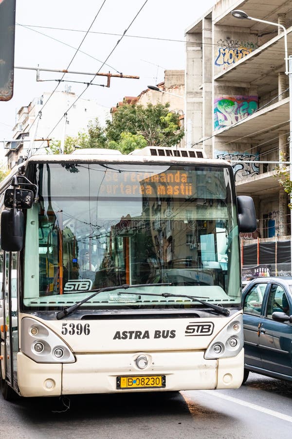 Bus in Traffic. STB Public Transport Bucharest, Romania, 2022 Editorial ...