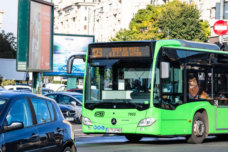 Bus in Traffic. STB Public Transport Bucharest, Romania, 2022 Editorial ...