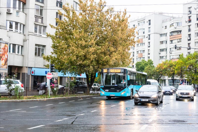 Bus in Traffic. STB Public Transport Bucharest, Romania, 2022 Editorial ...
