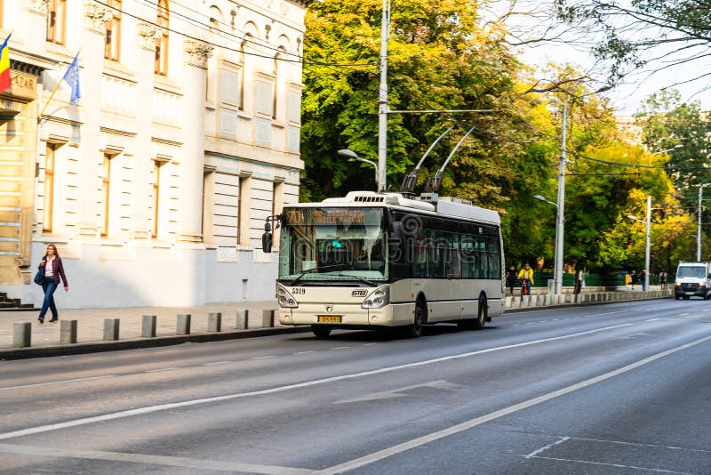 Bus in Traffic. STB Public Transport Bucharest, Romania, 2022 Editorial ...