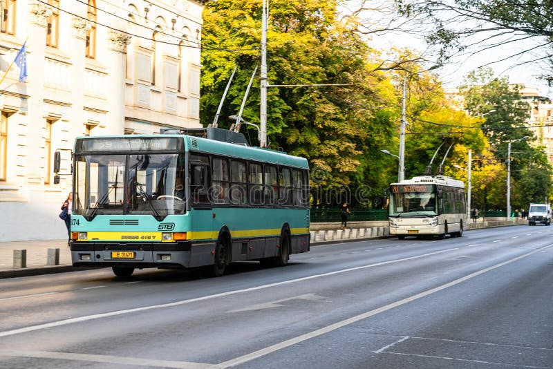 Bus in Traffic. STB Public Transport Bucharest, Romania, 2022 Editorial ...