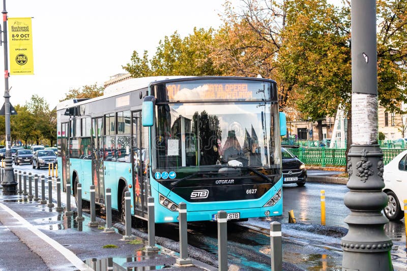 Bus in Traffic. STB Public Transport Bucharest, Romania, 2022 Editorial ...