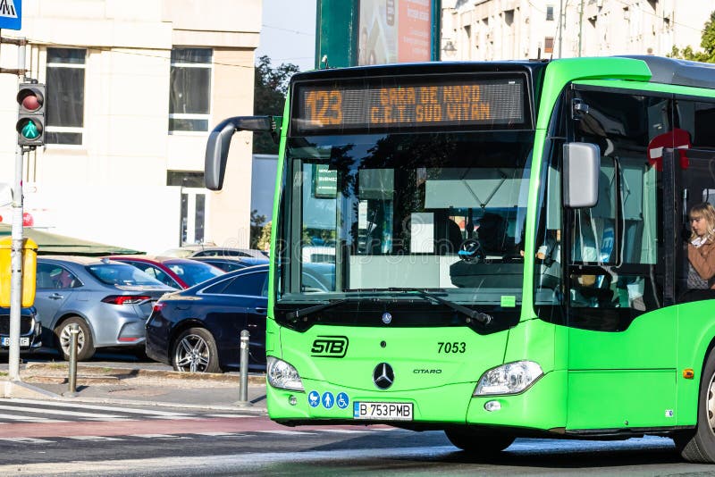 Bus in Traffic. STB Public Transport Bucharest, Romania, 2022 Editorial ...