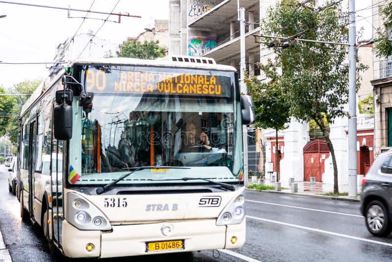 Bus in Traffic. STB Public Transport Bucharest, Romania, 2022 Editorial ...