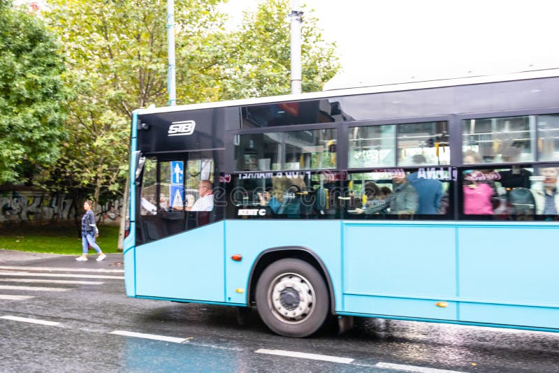 Bus in Traffic. STB Public Transport Bucharest, Romania, 2022 Editorial ...