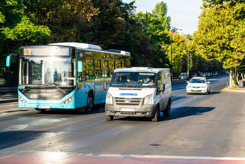 Bus in Traffic. STB Public Transport Bucharest, Romania, 2022 Editorial ...