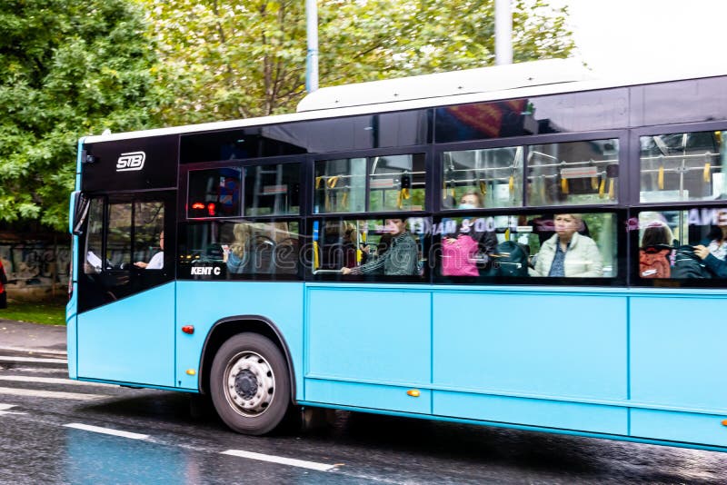 Bus in Traffic. STB Public Transport Bucharest, Romania, 2022 Editorial ...