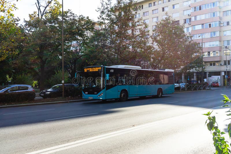 Bus in Traffic. STB Public Transport Bucharest, Romania, 2022 Editorial ...