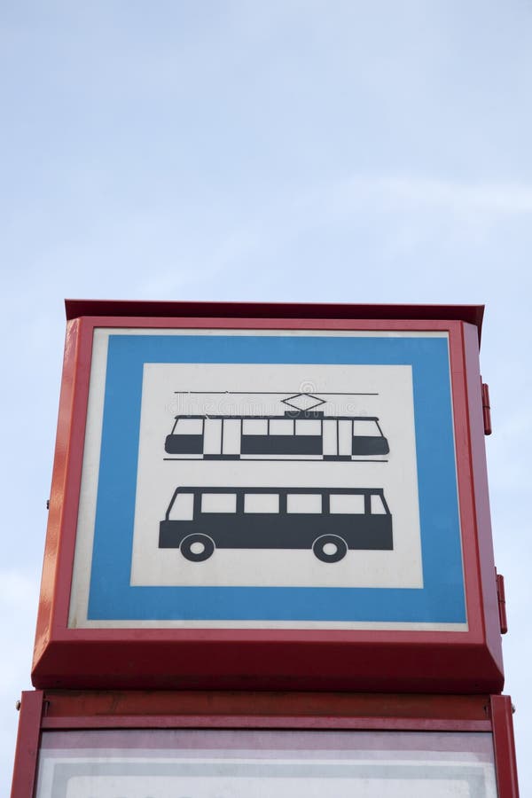 Blue Bus Stop Sign stock photo. Image of transport, road - 19943374
