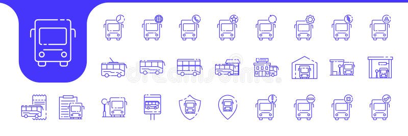 Bus Transport Line Modern Icon Set Collection Vector Design Stock ...