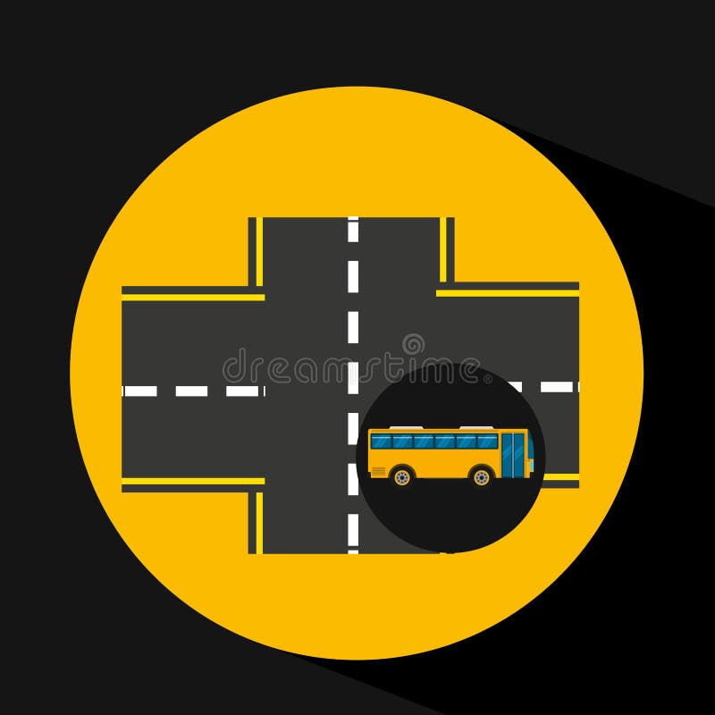 Bus Transport Public Cross Road Stock Vector - Illustration of cartoon ...