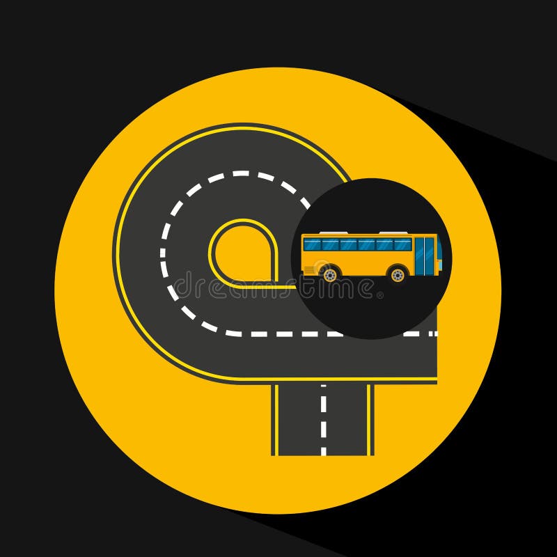 Bus Transport Public Endless Road Stock Vector - Illustration of flat ...