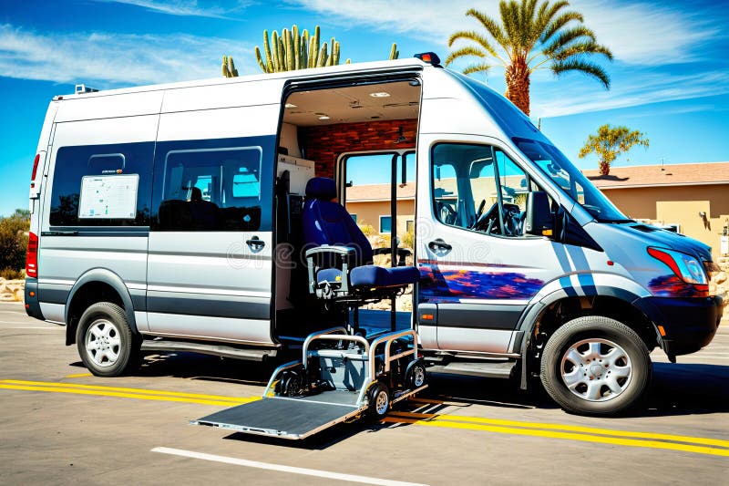 Bus for Transporting Patients with Wheelchair Van Support Stock ...