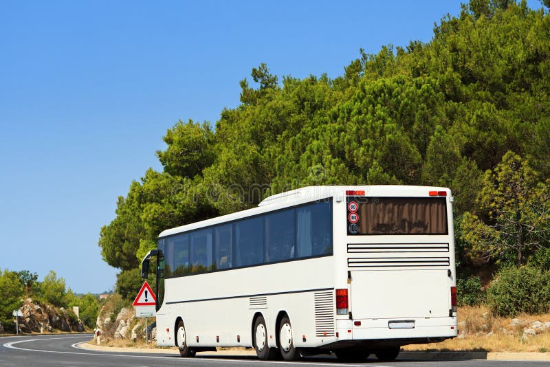 Bus Travel stock image. Image of journey, blue, tree - 21012629