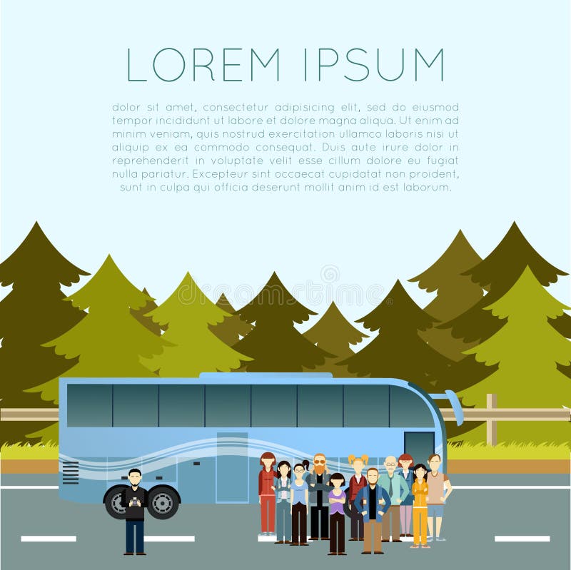 Bus trip banner stock vector. Illustration of blank, side - 63751643
