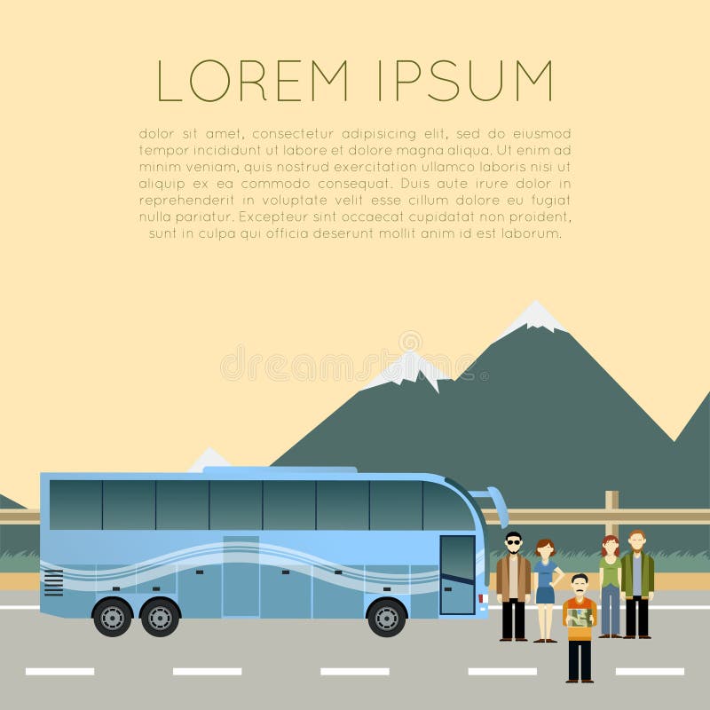Bus trip banner stock vector. Illustration of blank, side - 63751643