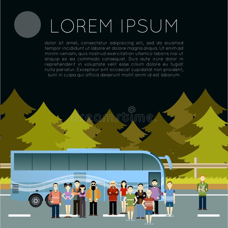 Bus trip banner stock vector. Illustration of blank, side - 63751643