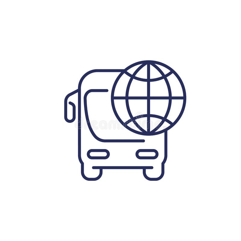 Bus trip or tour line icon stock vector. Illustration of shuttle ...