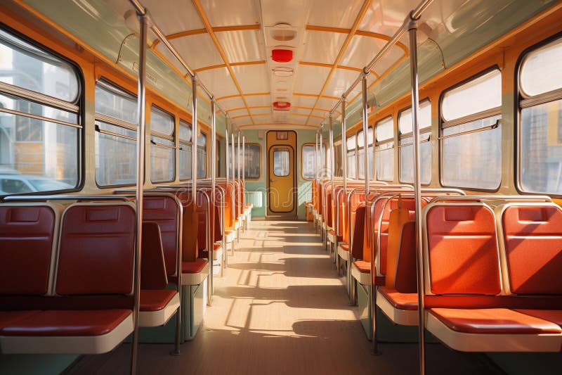 Bus or Trolleybus Seats. Bus Interior Stock Illustration - Illustration ...