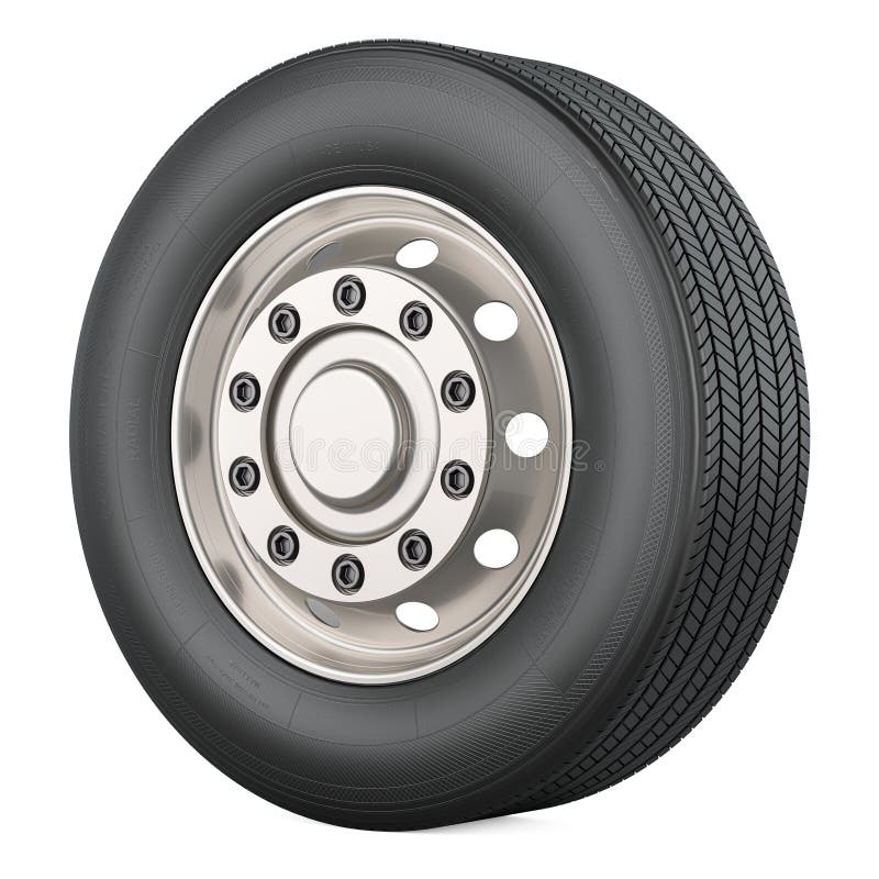 Bus or Truck Wheel with Front Rim, 3D Rendering Stock Illustration ...