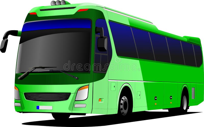 Bus Turistico Verde Vettura Illustrazione Vettoriale - Illustrazione di ...