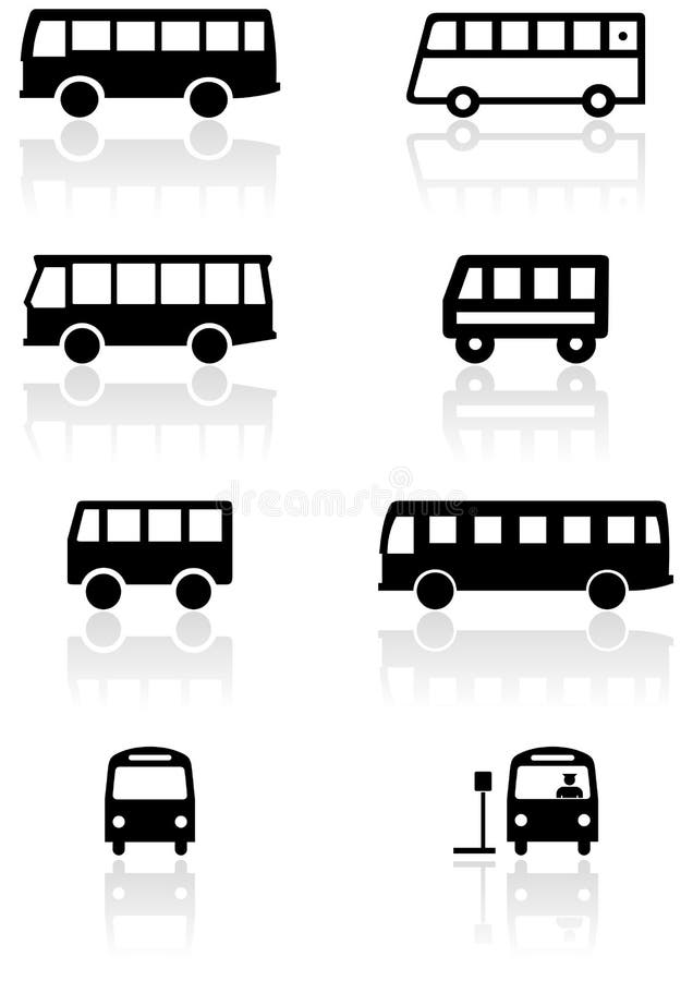 Bus or Van Symbol Vector Illustration Set. Stock Vector - Illustration ...