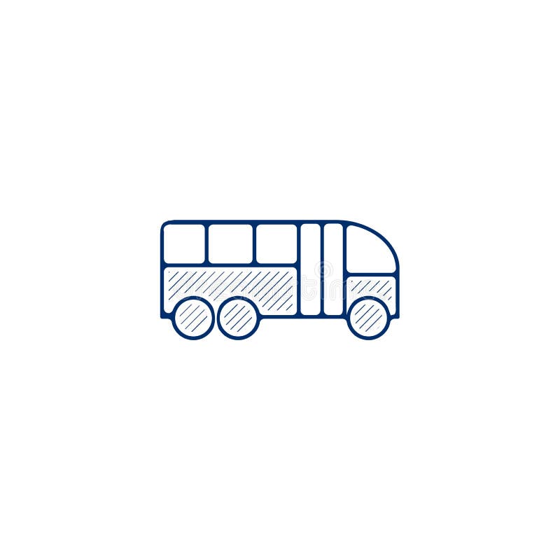 Bus Line Icon. Bus Linear Hand Drawn Pen Style Line Icon Stock Vector ...