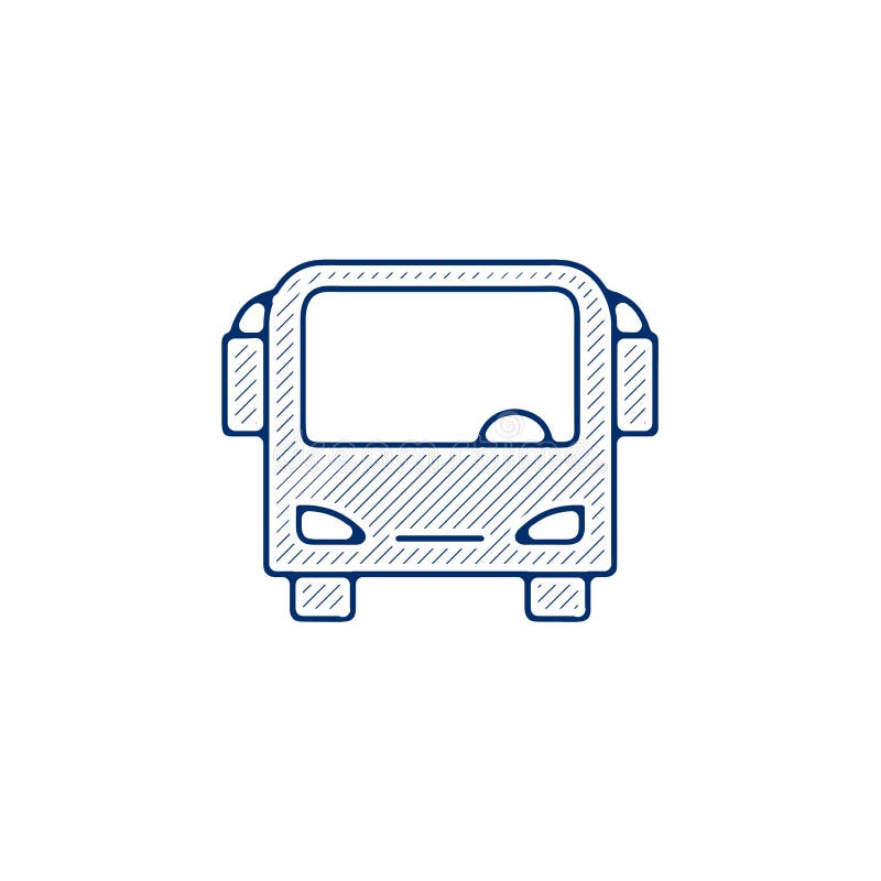 Bus Line Icon. Bus Linear Hand Drawn Pen Style Line Icon Stock Vector ...