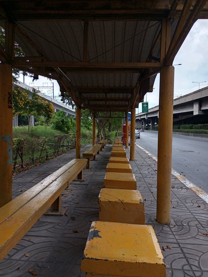 Bus waiting area stock image. Image of fruit, waiting - 261690577