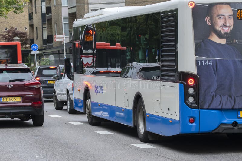 Bus 41 Waiting in the Traffic of Amsterdam the Netherlands 5-10-2022 ...