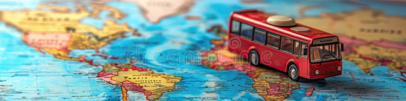 Bus on World Map Travel Concept. Selective Focus Stock Photo - Image of ...