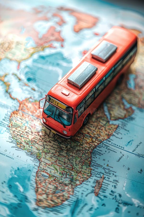 Bus on World Map Travel Concept. Selective Focus Stock Photo - Image of ...