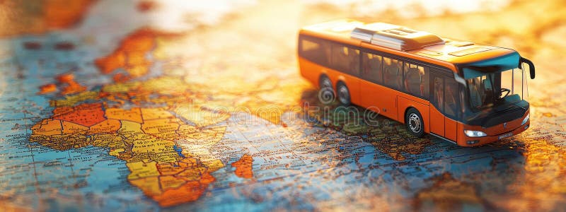Bus on World Map Travel Concept. Selective Focus Stock Image - Image of ...
