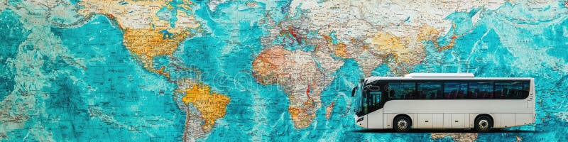 Bus on World Map Travel Concept. Selective Focus Stock Image - Image of ...