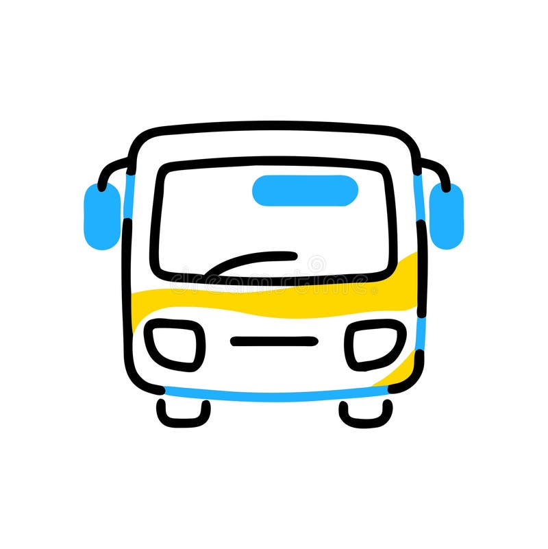 A Bus with a Yellow Stripe and Blue Trim Stock Illustration ...