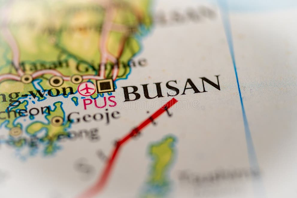 Busan, South Korea Highlighted on a World Map Stock Image - Image of ...
