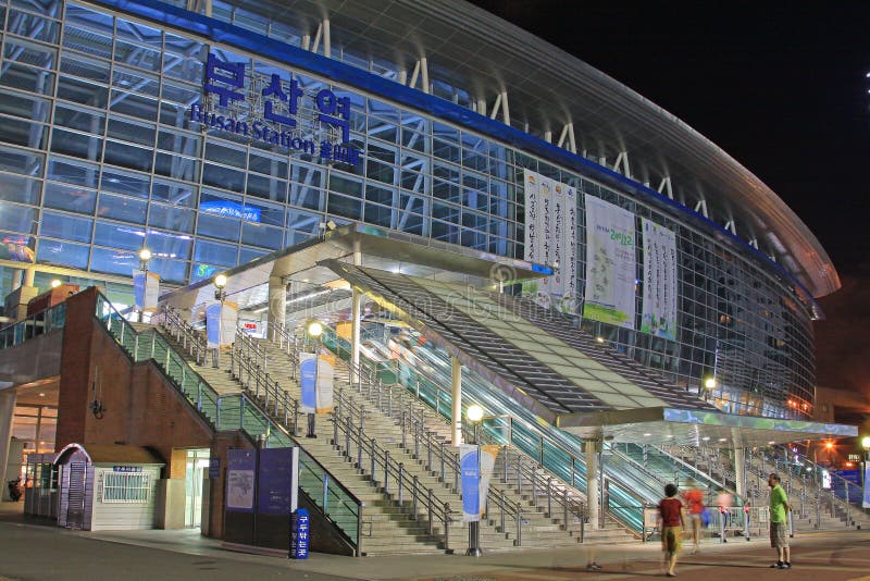 Busan Train Station Square at Night in Korea Editorial Photo - Image of ...